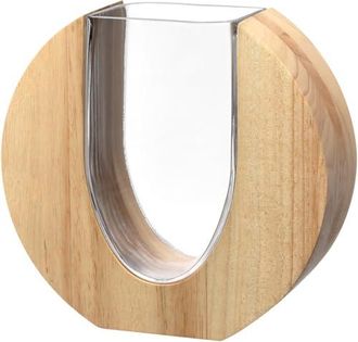 Leonardo Legno Vase, 1 Stück, Moderne Vase aus Glas und Holz,handgemacht, Zeitloses Kunstwerk, einzigartige Blumenvase, Elegantes Design mit langlebiger Freude