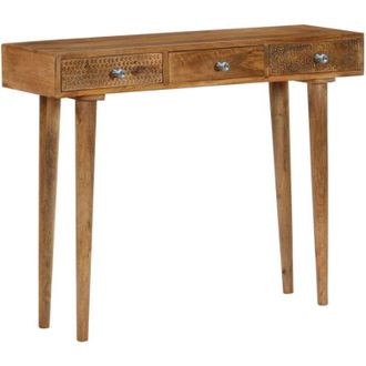 vidaXL Table de console de style rustique avec 3 tiroirs finement sculpt&eacute;s