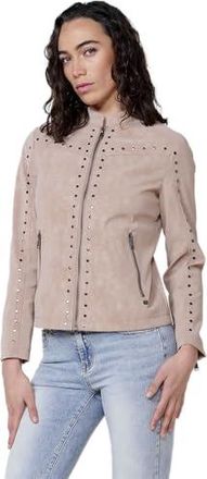 Kor&ouml;shi Blouson &agrave; manches longues avec col rond et d&eacute;tails en placages de couleur beige pour femme, de couleur beige, Beige, M