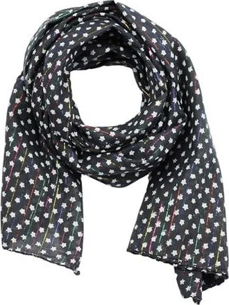 Freak Scene Echarpe coton - &eacute;toiles 0,7 cm noir - lurex blanc multicolore - foulard rectangulaire