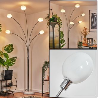 HOFSTEIN Stehleuchte Nikkala, Stehlampe aus Metall in Wei&szlig;/Chromfarben mit Marmorfu&szlig;, verstellbare Leuchte im Retro/Vintage-Design, Schalter am Geh&auml;use, E14, W