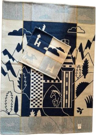 Hermès Blue Avalon Epopee blanket And cushion cover