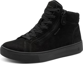 Tamaris Comfort Damen Sneaker hoch zum Schnüren mit Reißverschluss, Schwarz (Black Nubuk), 41 EU