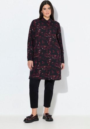 Ulla Popken Longbluse Longbluse Taschen A-Linie Hemdkragen Langarm