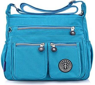 Generic Sac &agrave; bandouli&egrave;re en nylon pour femme, couleur unie, sac &agrave; bandouli&egrave;re en toile, bleu ciel, Taille unique