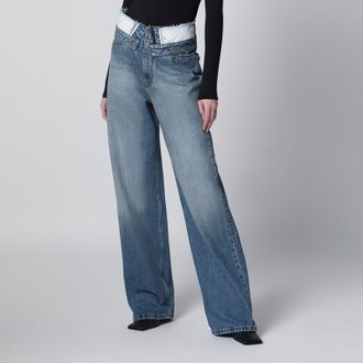Maison Margiela Light blue washed jeans with layered waistband