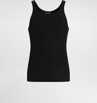 Dolce & Gabbana Tanktop Slim Gerippt Mit Plakette - Mann T-shirts Und Polos Schwarz 50