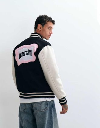 Icecream cones & bones Collegejacke in Schwarz