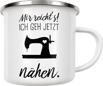 artboxONE Emaille Tasse N&auml;hen von AB1 Edition - Emaille Becher Typografie