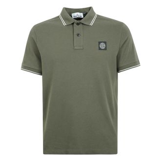 Stone Island Homme, Tops, Vert, Taille: L Polo &agrave; &Eacute;cusson Logo