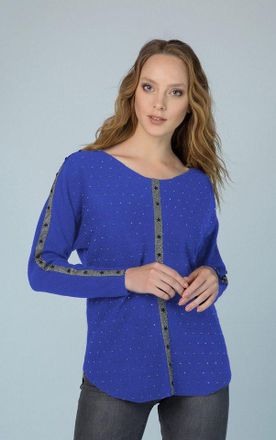 Passioni Strickpullover mit Sterndetail und Strass