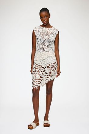 Ganni Haut en maille crochet&eacute; coton Blanc biologique - Taille S - Pour Femme