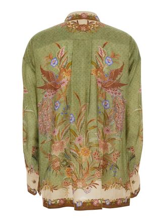 Zimmermann Womens Relaxed Shirt Indra Multicolour Silk Blouses