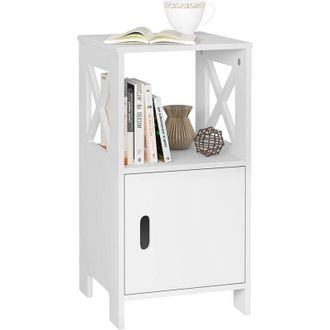 Woltu Table de Chevet Étroite 30x30x60cm, avec 1 Casier Ouvert et 1 Compartiment avec Porte, Chevet de Lit Moderne, Blanc - Woltu