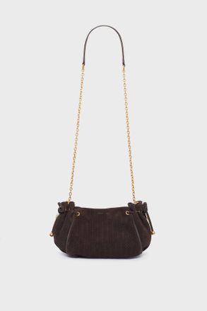 Gerard Darel Sac en cuir velours effet tress&eacute; - LE MINI 24 - Cacao
