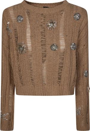 Pinko Pinko, Femme, Pulls, Rose, Taille: 38 FR Pressione Maglia Fettuccia