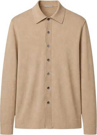H&egrave;SKIMO Homme, Chemises, Beige, Taille: L Light-Knit Long-Sleeve Shirt