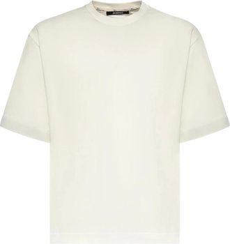 Jacquemus Homme, Tops, Beige, Taille: 2XL Le T-shirt Rond Carr&eacute;