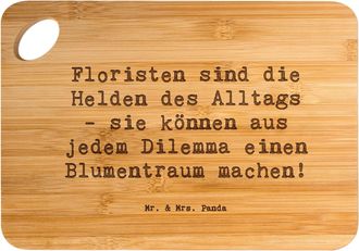 Mr. & Mrs. Panda Bambus - Schneidebrett Spruch Floristin Heldin - Geschenk, Blumenarrangements, Holzbrett, kreative Geschenke, Bretter, Küchenbrett