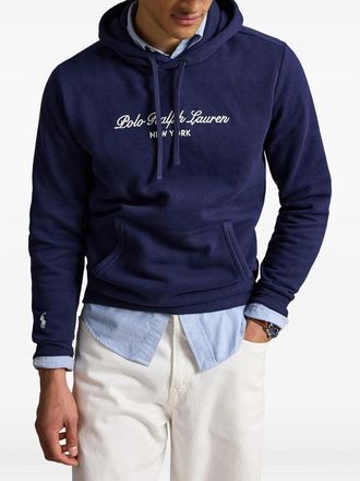 Ralph Lauren Logo-Embroidered Cotton Hoodie - Navy