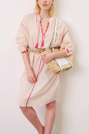 Gerard Darel Robe mi-longue coton et macram&eacute; - ASHA - Nude
