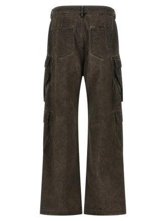 Rick Owens Double Cargo Washed Denim Cargo Pants - Gray
