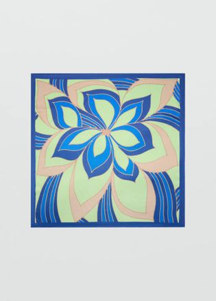 Mango Foulard satin&eacute; imprim&eacute; &agrave; fleurs bleu - Femme - Taille unique - MANGO