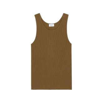 Saint Laurent Cassandre Ribbed Cotton Tank Top