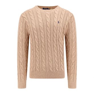Polo Ralph Lauren Homme, Pulls, Brun, Taille: M Tricot Marron Aw24 Logo Brod&eacute;