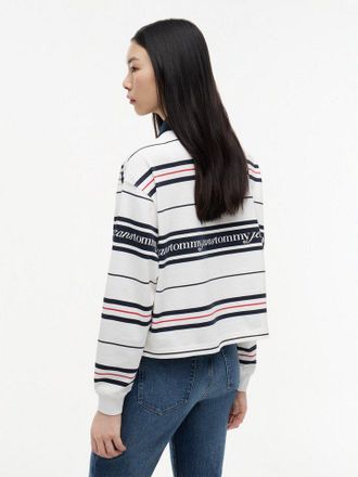 Tommy Jeans Sweatshirt TJW RLX SCRIPT RUGBY Baumwolle, relaxed fit, Polokragen