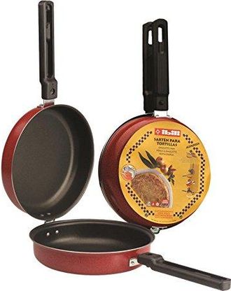 Ibili Omelettpfanne Venus 24 cm, Edelstahl, schwarz/rot