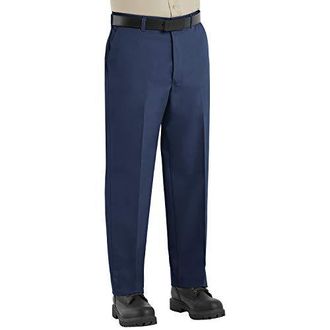 Red Kap Pantalon de Travail Infroissable en serg&eacute; m&eacute;lang&eacute; pour Homme, Bleu Marine, 34W x 32L