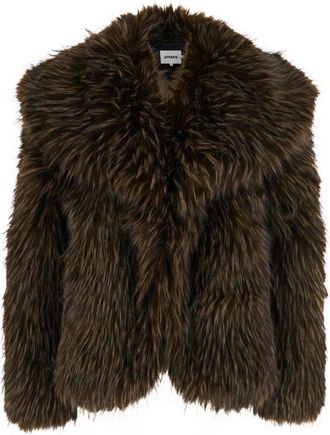 Apparis Femme, Vestes, Brun, Taille: 38 FR Veste en fourrure marron avec fermeture dissimulée