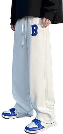 Generic Jogging Homme Pantalon Jogging Homme Pantalon Survetement Homme Confortable Classique - Pantalon &Eacute;t&eacute; Homme Large Blanc &Eacute;vas&eacute; - Streetwear Tendance pou