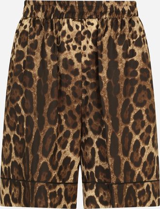 Dolce & Gabbana Shorts Aus Twill Leoprint Mit Paspelierung - Frau Hosen Und Shorts Animalprint 44
