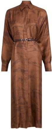 Max Mara Robe satin&eacute;e et imprim&eacute;e en soie