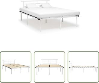 vidaXL Wei&szlig; Bettgestell - Bettgestell Wei&szlig; Metall 140x200 cm