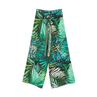 Hanita Pant Palazzo Fnt Foglie C Spacchi - - Trousers - Damen - Mehrfarbig - M