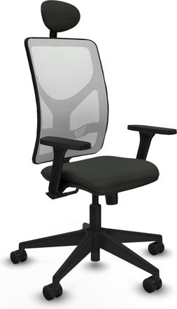 Piqueras y Crespo Schwarzer Drehstuhl mit 3D-Armlehnen, h&ouml;henverstellbarer Lendenwirbelst&uuml;tze und festem Kopfteil, ausgestattet mit 3 Positionen und Schneidschaum, Wei&szlig;