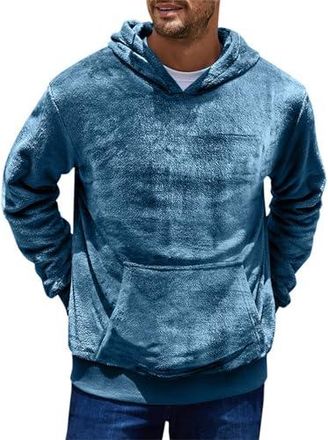 Generic Sweat à capuche en polaire confortable pour homme - Manteau dhiver décontracté et tendance en laine dagneau - Sweat à capuche en velours corail pour l