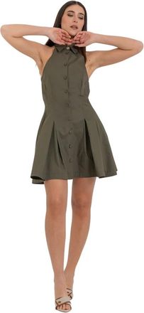 Kocca Femme, Robes, Vert, Taille: 36 FR Robe en coton avec un dos nu et une jupe pliss&eacute;e