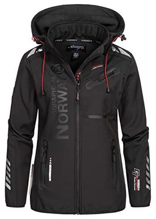 Geographical Norway Reine Lady - Veste Manteau Softshell Femme Capuche Impermeable - Blouson Coupe Vent Resistant - Doudoune Polaire Randonnee Ski Automne Hiver Printemps