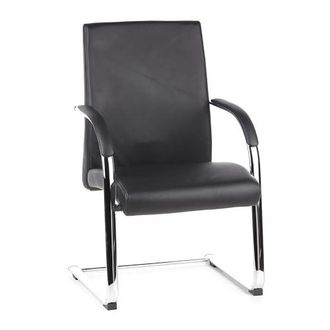 hjh OFFICE 600201 Siège à piétement Luge Barolo V Cuir Noir Chaise de conférence avec accoudoirs, confortablement rembourrée