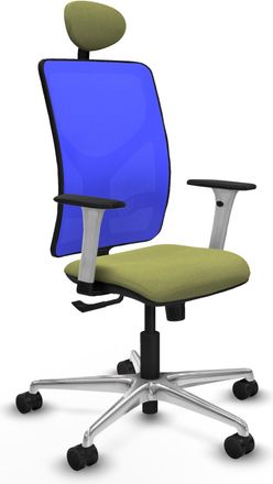 Piqueras y Crespo Computerstuhl mit Rollen und schwarzen Armlehnen, h&ouml;henverstellbare Lendenwirbelst&uuml;tze und festes Kopfteil, ausgestattet mit 3 Positionen, Blau/Olivgr