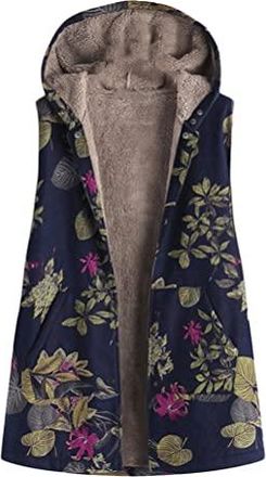 ORANDESIGNE Gilet Femem Sans Manches Long Vintage Retro Veste Fausse Fourrure Manteau Hiver Chaud Multicolore Veste Polaire Teddy Streetwear Sweat Décontracté Out