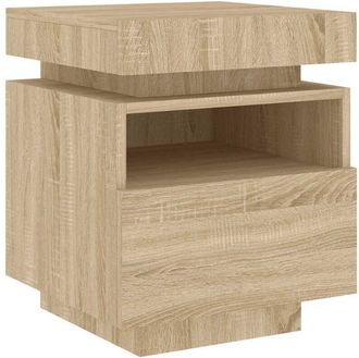 vidaXL Nachttisch mit LED-Leuchten Sonoma-Eiche 40x39x48,5 cm Vidaxl