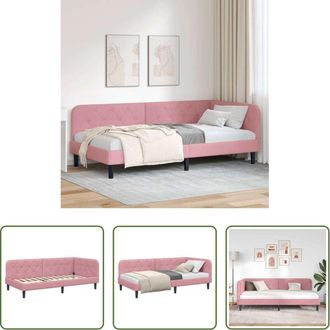 vidaXL vidaXL Sofa-Bett - Eckbettgestell Rosa 90 x 200 cm Samt