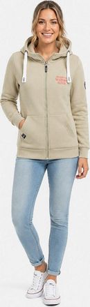 Sublevel Hoodie Rei&szlig;verschluss Stickerei Kapuze Einschubtaschen Rippb&uuml;ndchen f&uuml;r Damen (1-tlg) Baumwolle Normal Fit Kapuze Langarm Spruch atmungsaktiv