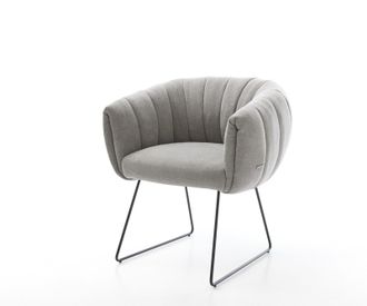 DELIFE Esszimmerstuhl Jada-Flex Strukturstoff Soft Grau Kufengestell Schwarz Taschenfederkern, Esszimmerst&uuml;hle