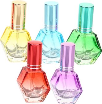 DOITOOL 5 Stück Bunte Vintage Glas Parfümflaschen zum Nachfüllen Tragbare Zerstäuber für Parfum oder Ätherische Öle Wiederverwendbare Duftbehälter für Reisen 